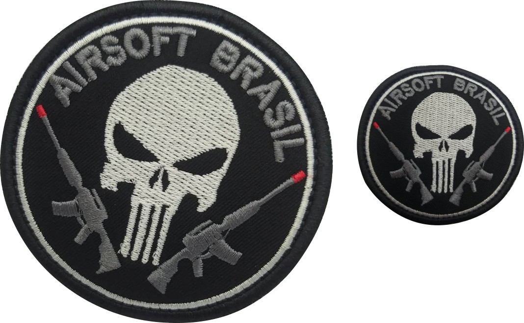 Airsoft Brasil Justiceiro Patch Bordado Redondo 8cm- Ponto militar - Patches Militares ...