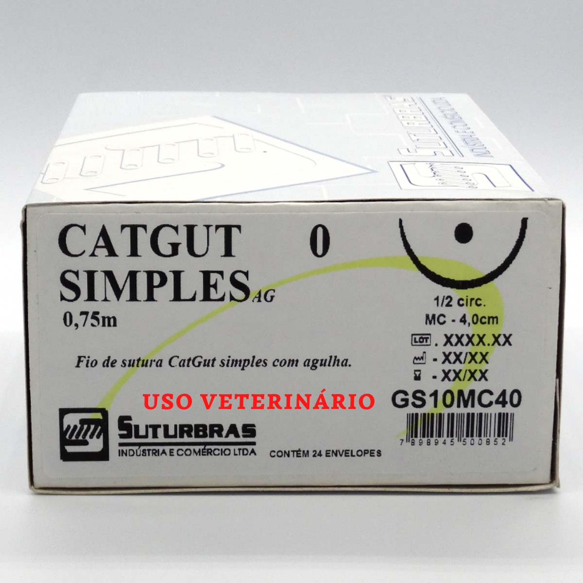 FIO DE SUTURA CATGUT 0 COM AGULHA 4,0 cm - Loja Suturbras - 30 Anos Fabricando Fio de Sutura ...