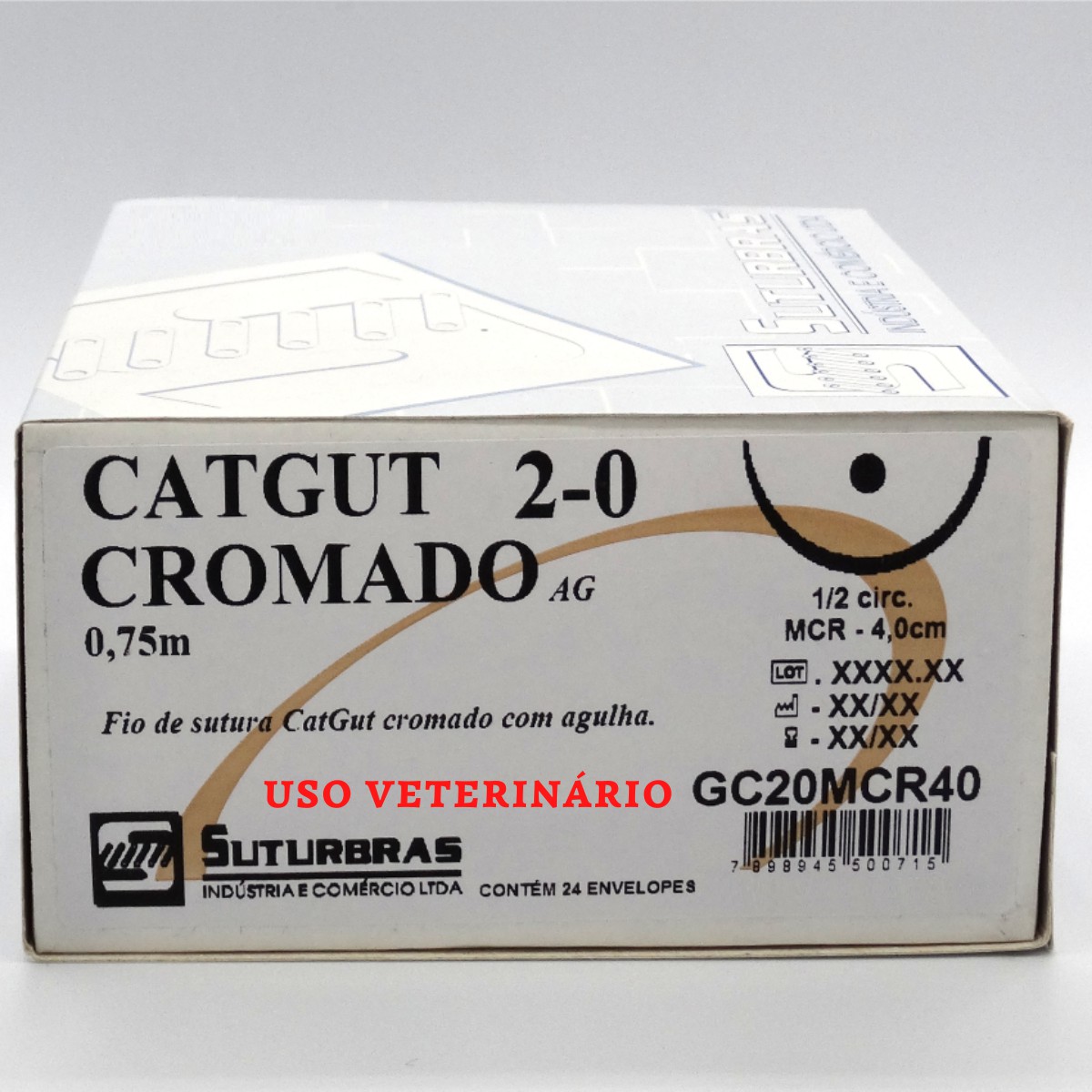 FIO DE SUTURA CATGUT 2-0 COM AGULHA ROBUSTA 4,0 cm - Loja Suturbras ...