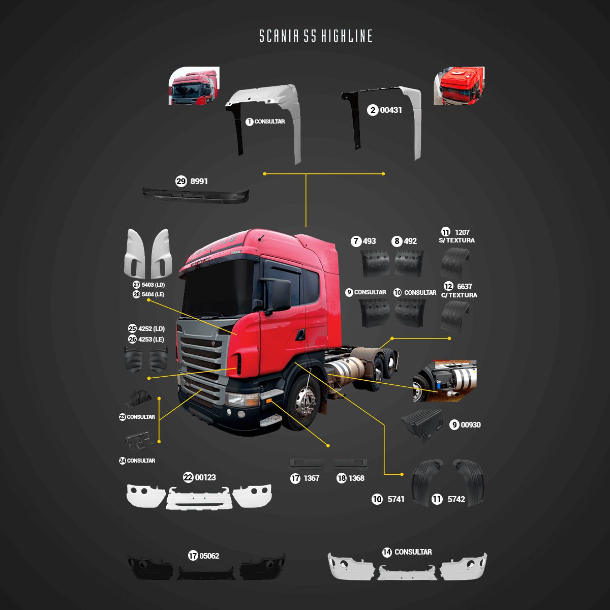 Acabamento Superior Bojo Farol S5 Highline/Streamline LE - BRUTOEXPRESS ...