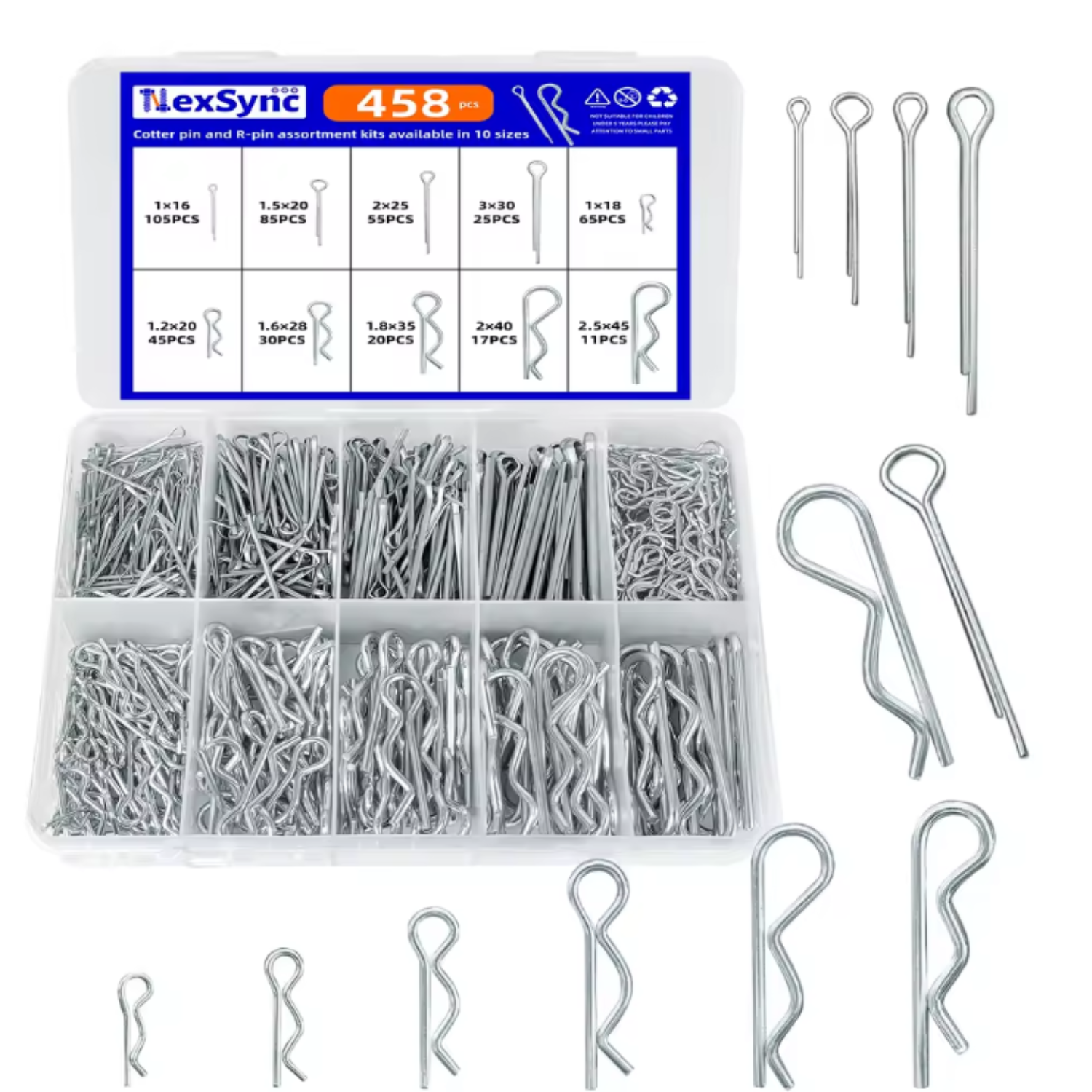 KIT 458 GRAMPOS R TRAVAS PINOS CONTRAPINO ENGATE EIXO CLIPES - Geober ...