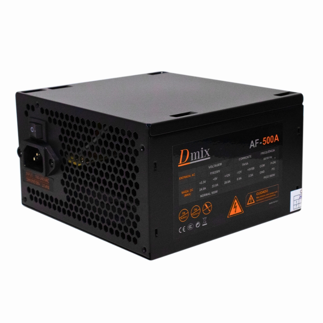 Fonte de Alimentação para PC ATX 500W Bivolt Dmix AF-500A Automatica ...