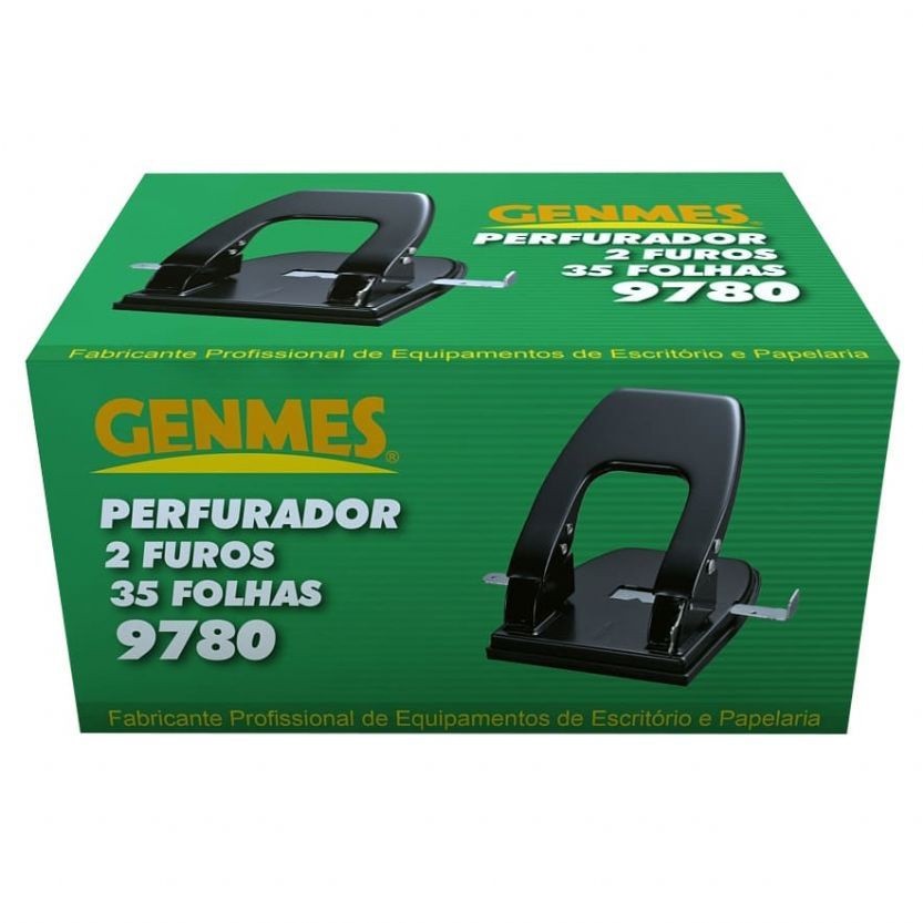 PERFURADOR 2 FUROS 9780 PRETO - GENMES - Papelaria Zap Ltda » Muito ...