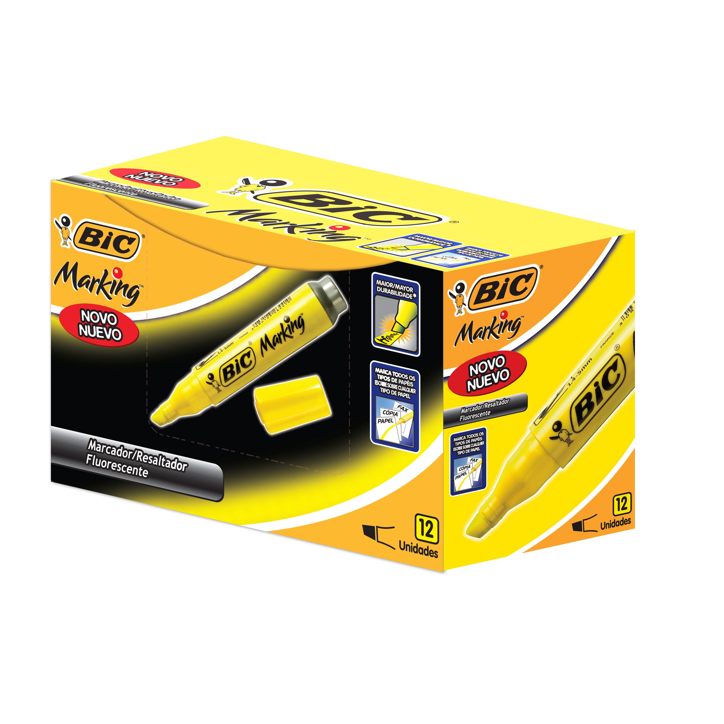 MARCA TEXTO BIC MARKING AMARELO C/12 UNIDADES - BIC - Papelaria Zap ...