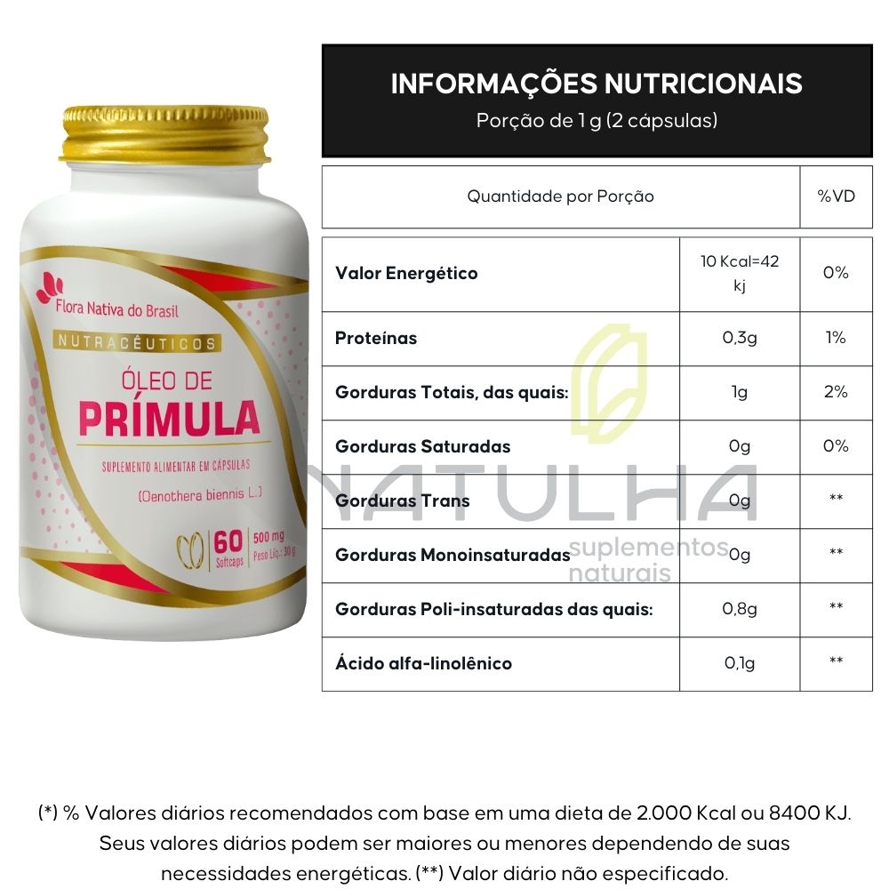 Óleo de Prímula 500mg 60 Cápsulas - Flora Nativa no atacado ...