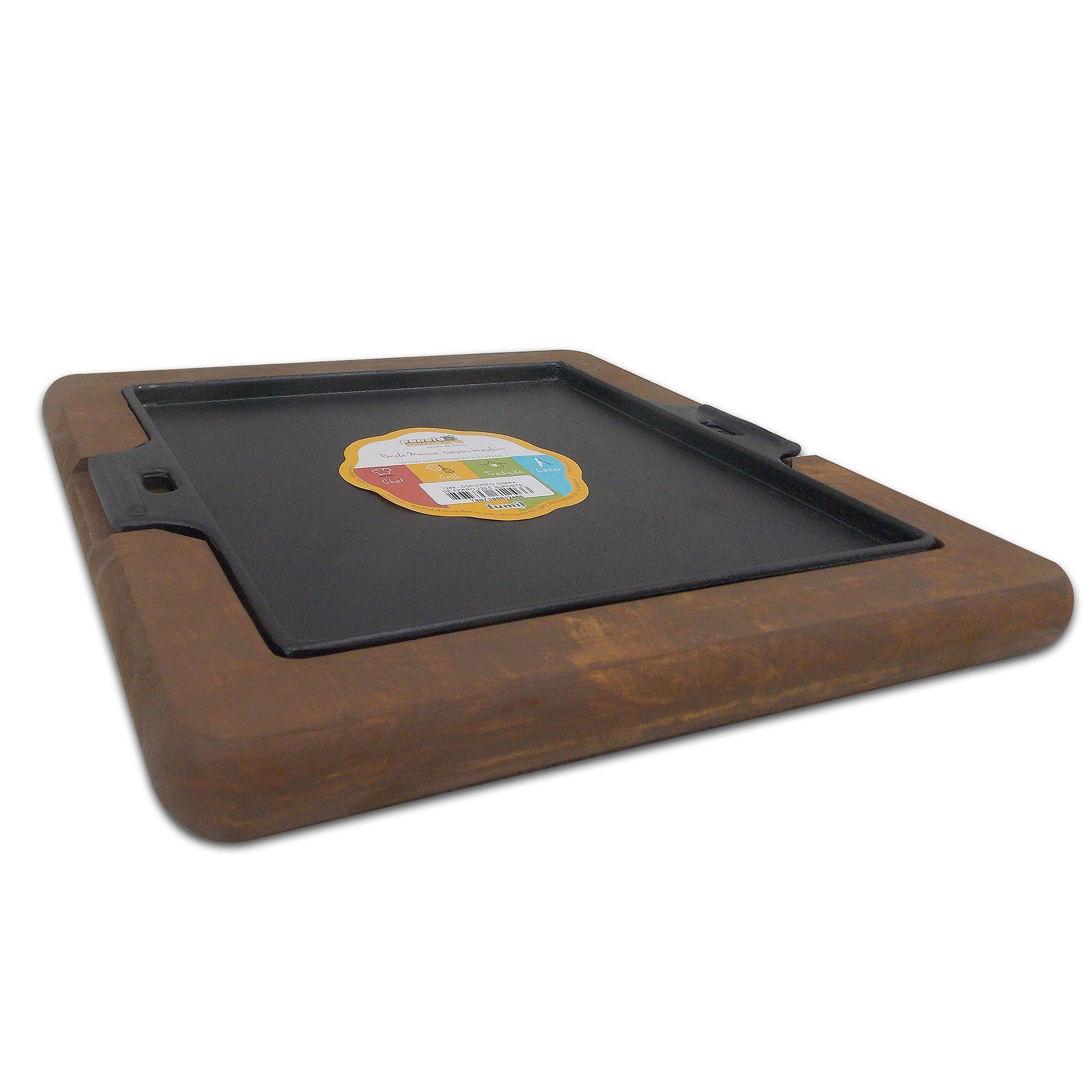 Conjunto Chapa de Ferro 220x220 c/ Suporte de Madeira 1246 ...