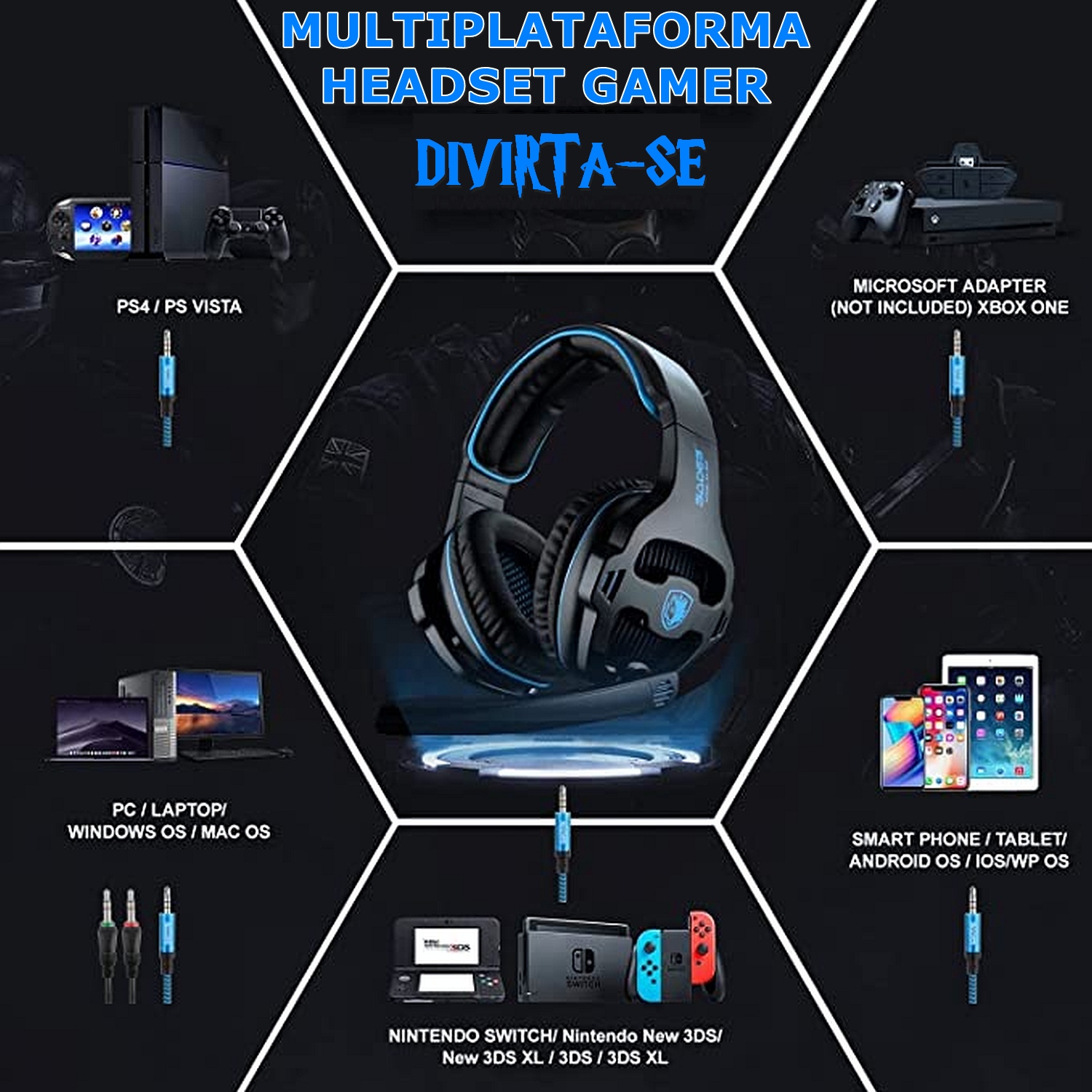 Sades Ppower Headset Multifuncional Celular Pc Xbox Ps4 Ps5 - Sades ...