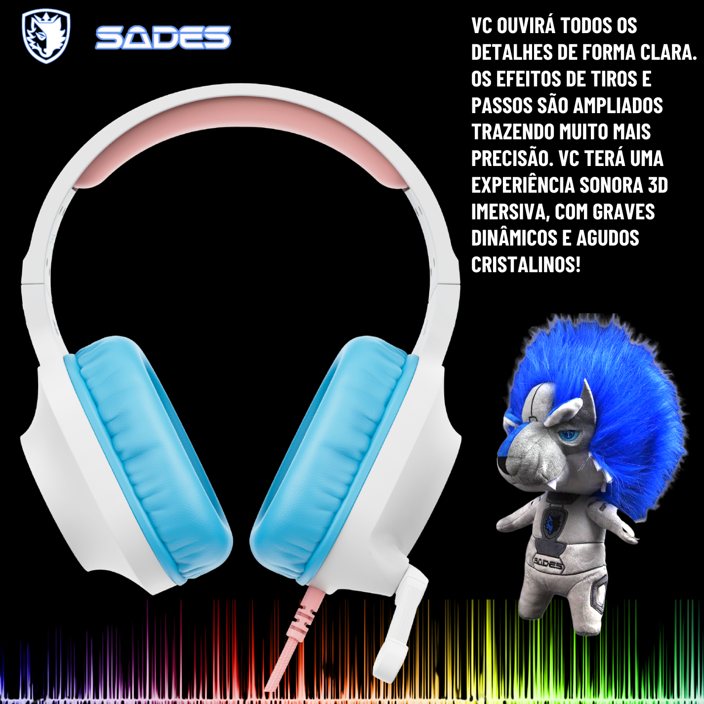 Headset Gamer Sades PS4 PS5 Nintendo Switch Celular Xbox One Pc Spirits ...