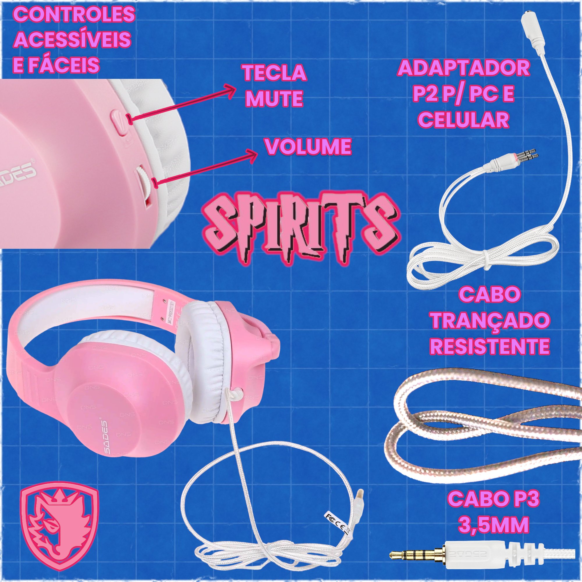 Headset Gamer Sades PS4 PS5 Nintendo Switch Celular Xbox One Pc Spirits ...
