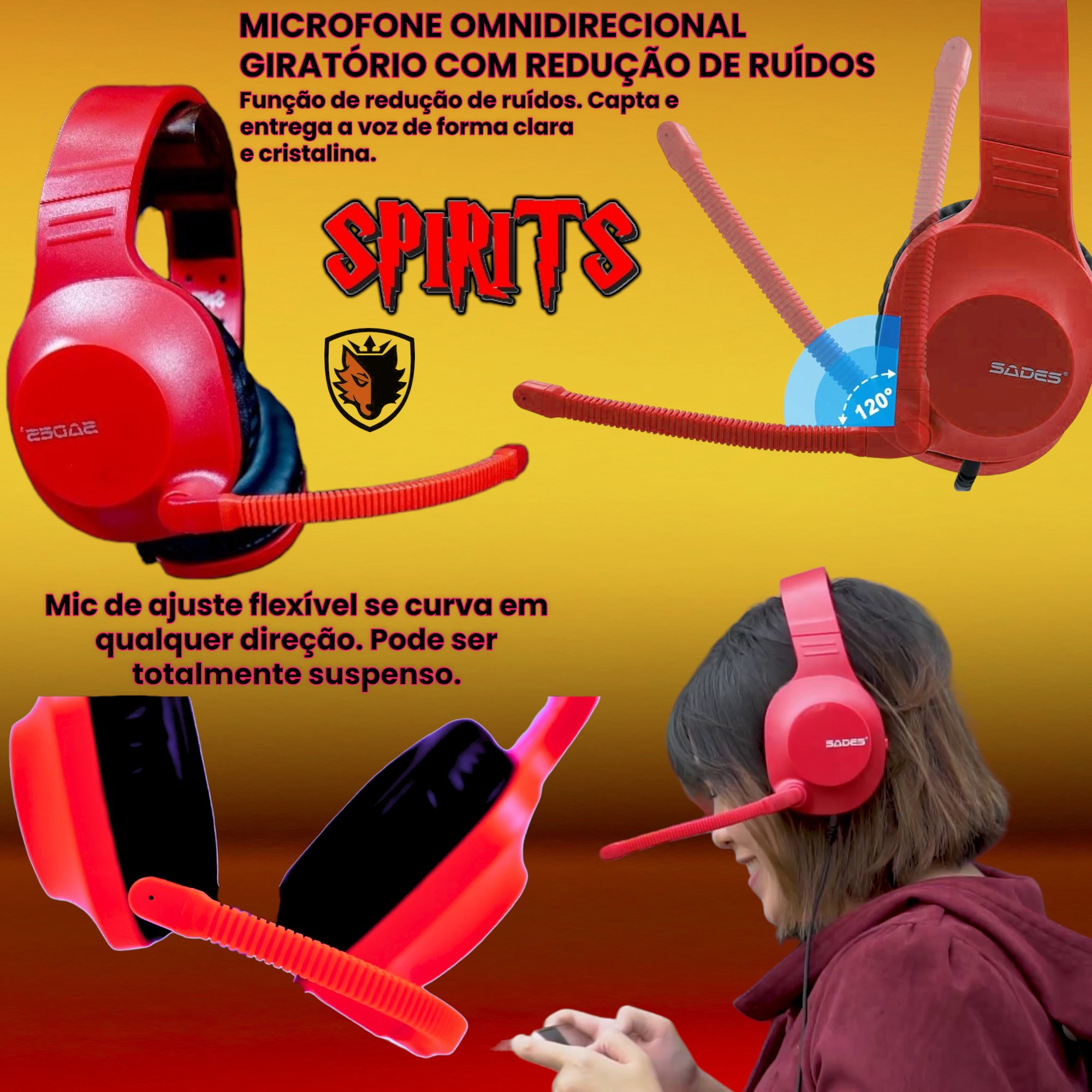 Headset Gamer Sades PS4 PS5 Nintendo Switch Celular Xbox One Pc Spirits ...