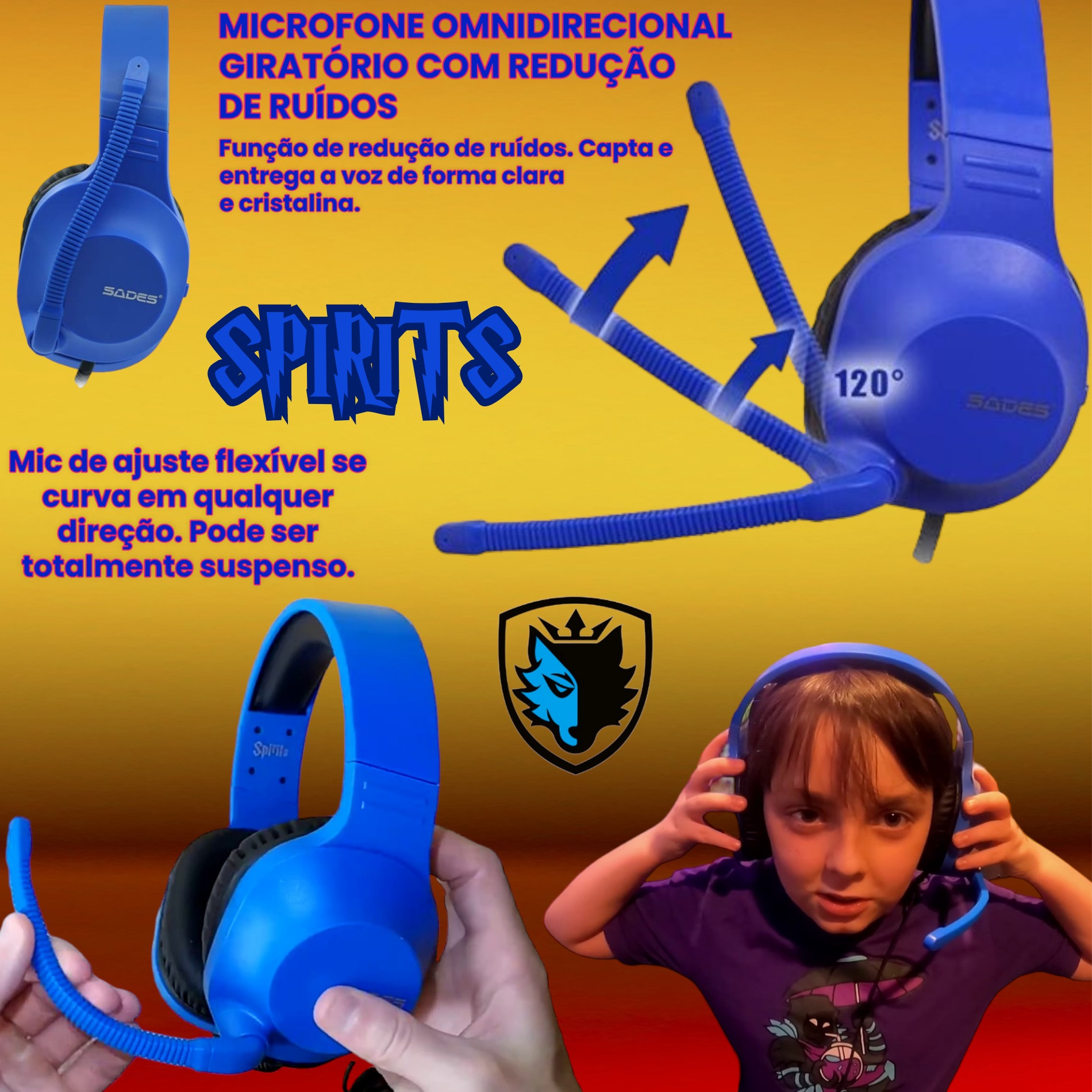 Headset Gamer Sades PS4 PS5 Nintendo Switch Celular Xbox One Pc Spirits ...