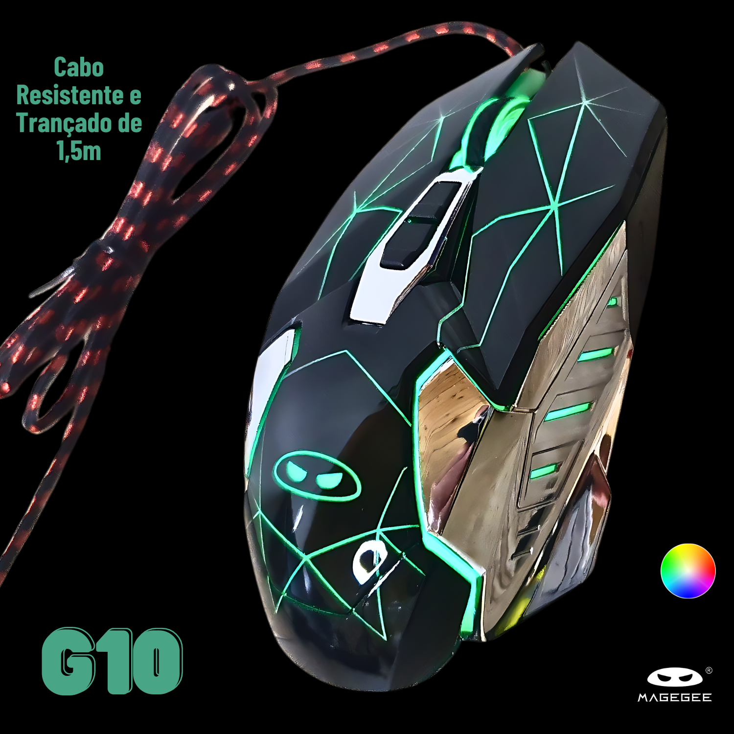 Mouse para jogos MageGee G10, retroiluminado por LED de 7 cores, 6 DPI ...