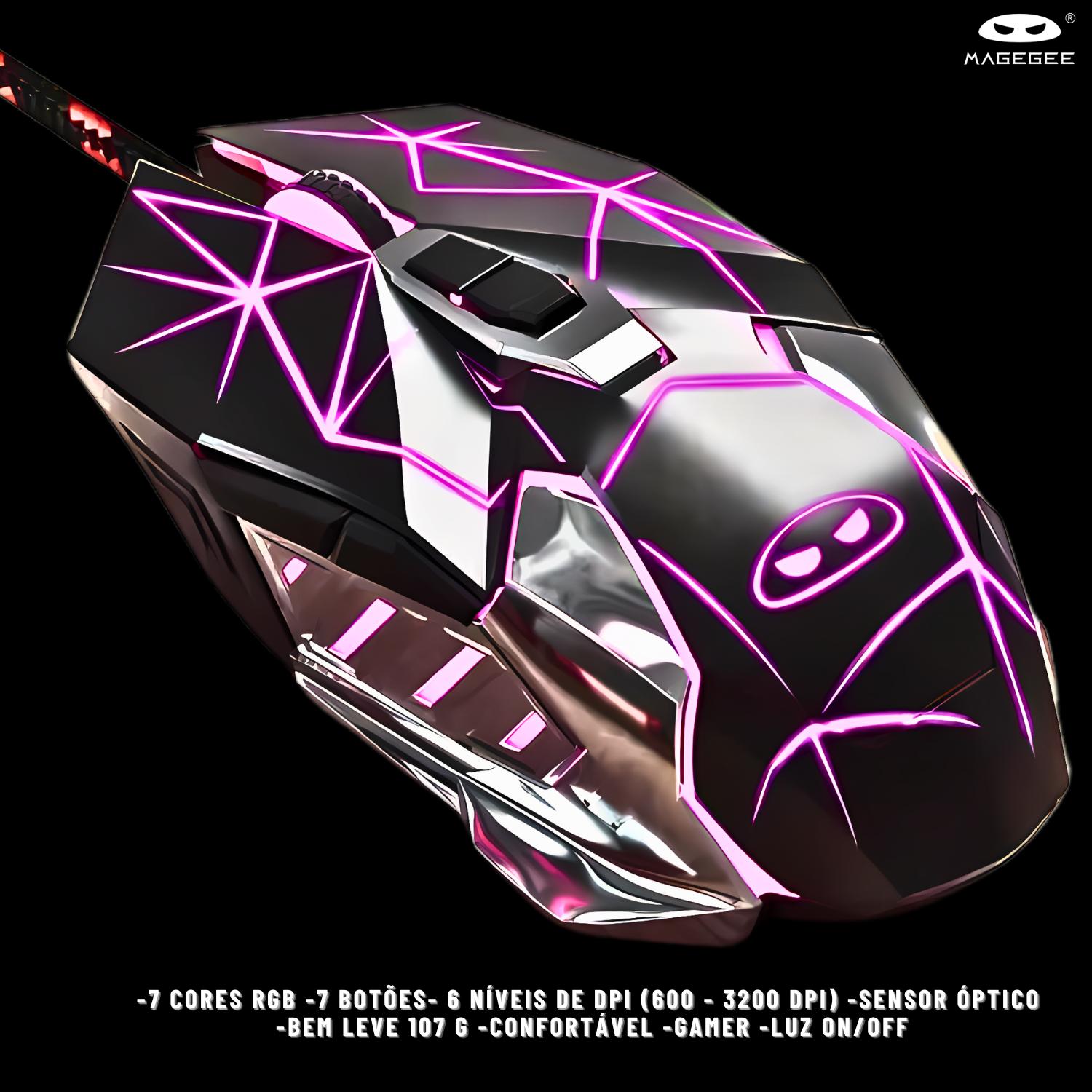 Mouse para jogos MageGee G10, retroiluminado por LED de 7 cores, 6 DPI ...