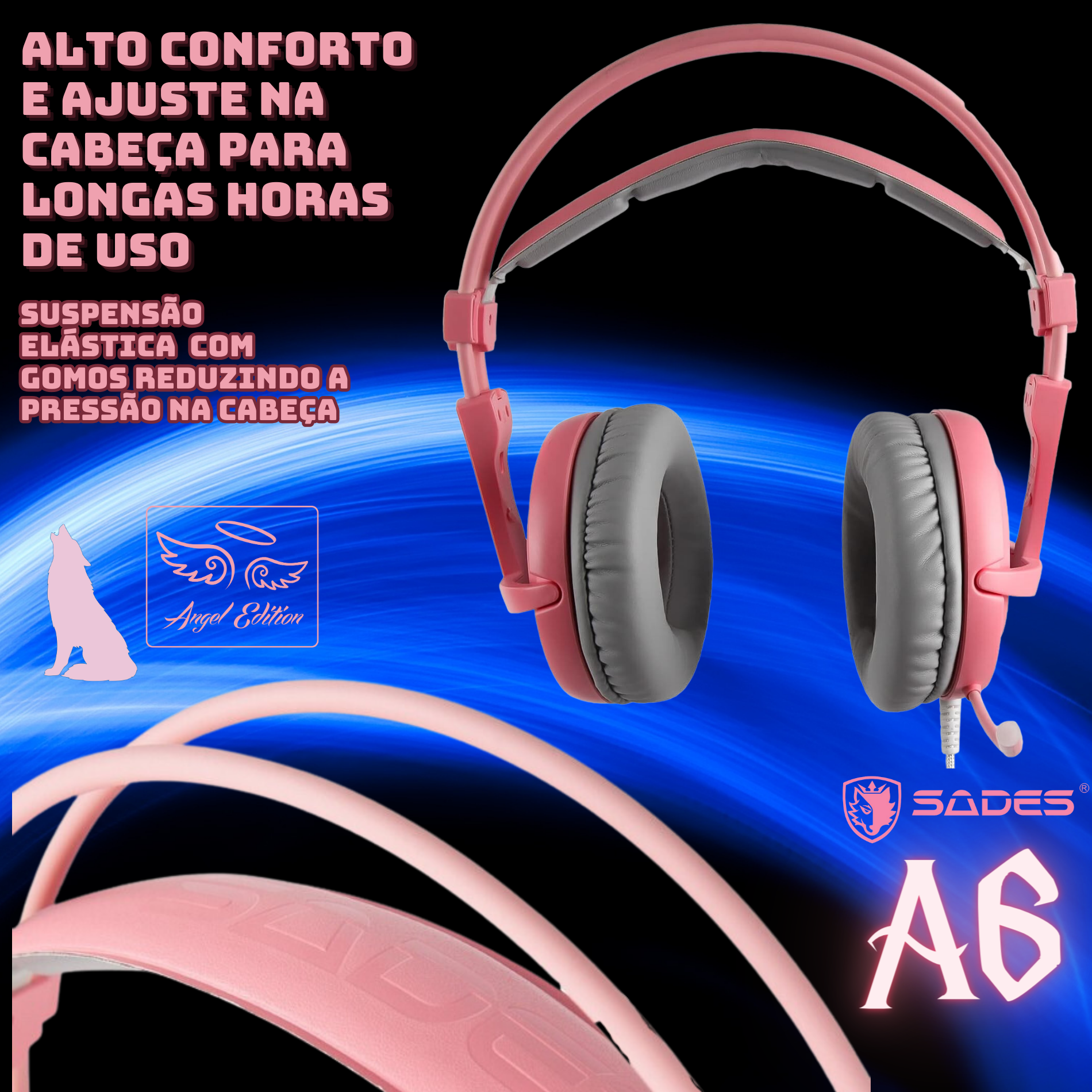 Headset Sades A6 Angel Edition 7.1 USB - Sades Brasil - Acessórios ...