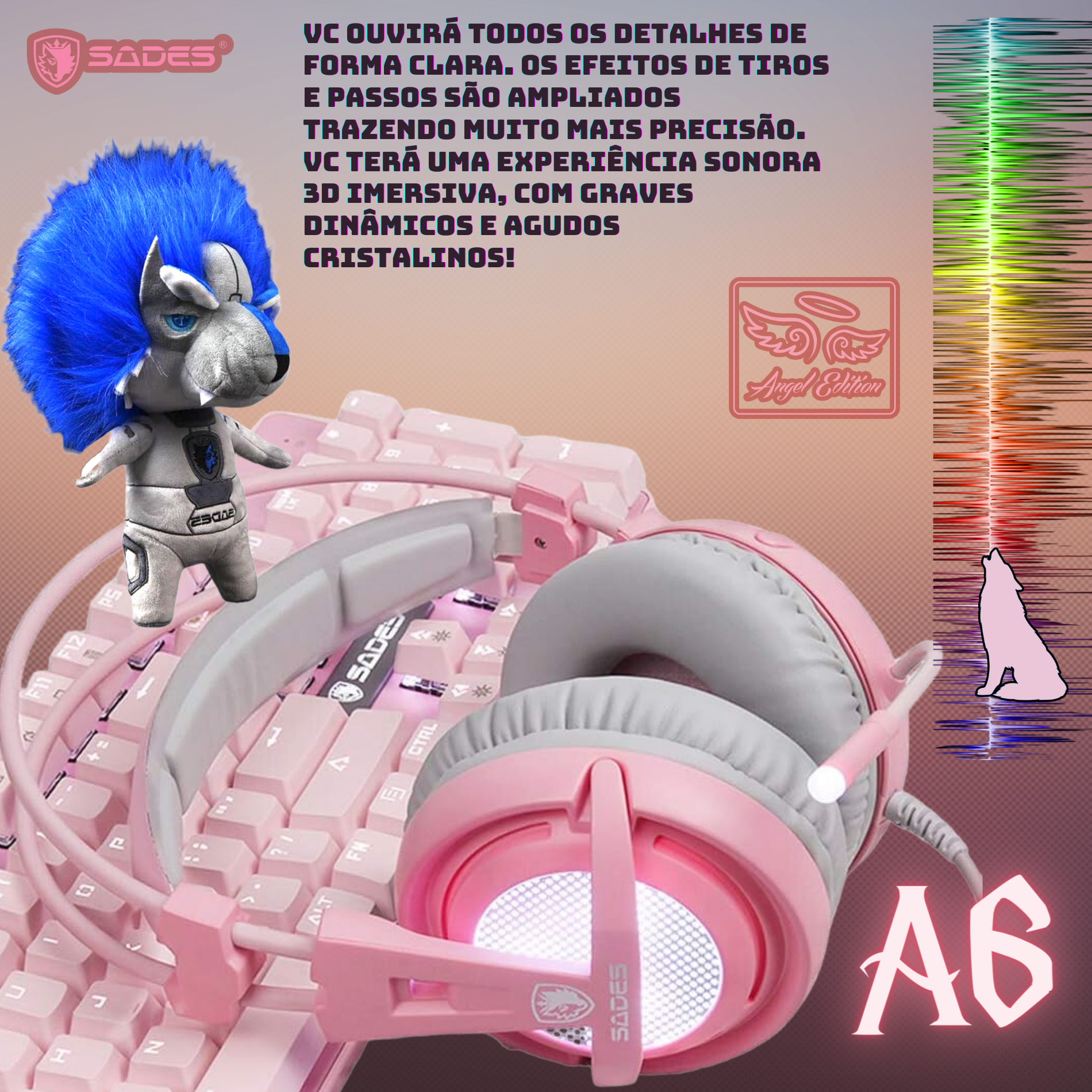 Headset Sades A6 Angel Edition 7.1 USB - Sades Brasil - Acessórios ...