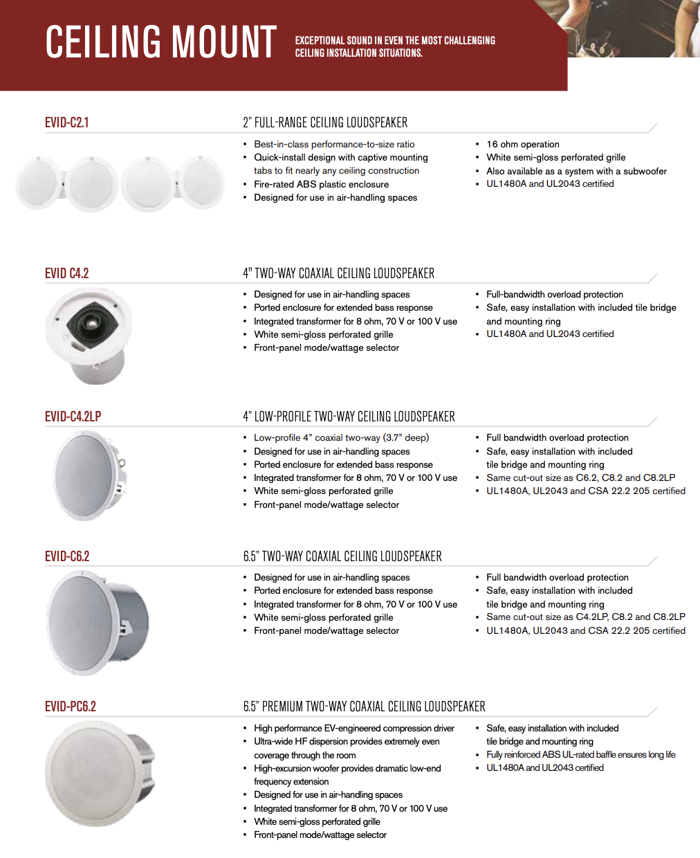 EVID C8.2LP CEILING SPEAKER - (255mm x 270mm) - PAR (instalação inclusa ...