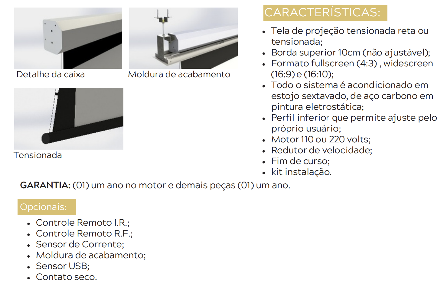 Tela de Projeção Tensionada Elétrica - COMPLETA - Projetelas ...