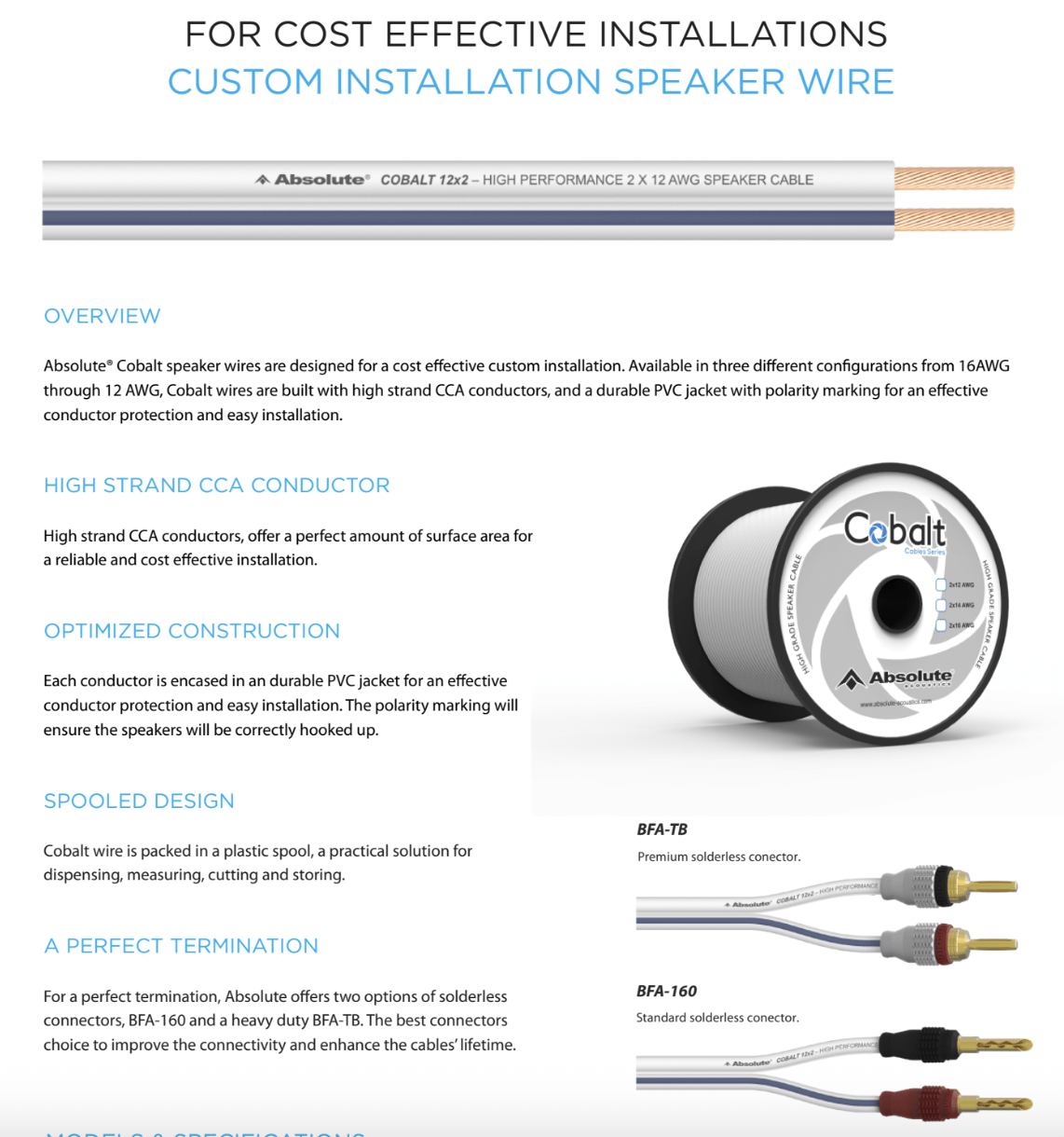 Cobalt-X Custom Install Speaker Wire - HBT PREMIUM - 2x1,5mm - Habitat