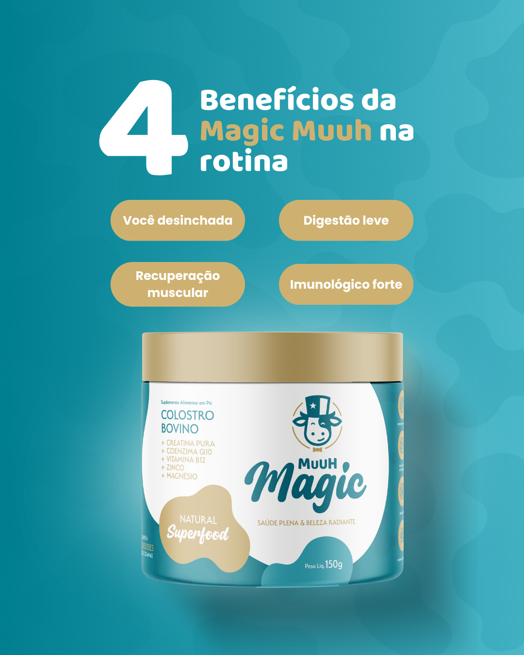 Magic Muuh Suplemento Alimentar Em Pó 150g Sabor Pink Lemonade - Ideal ...