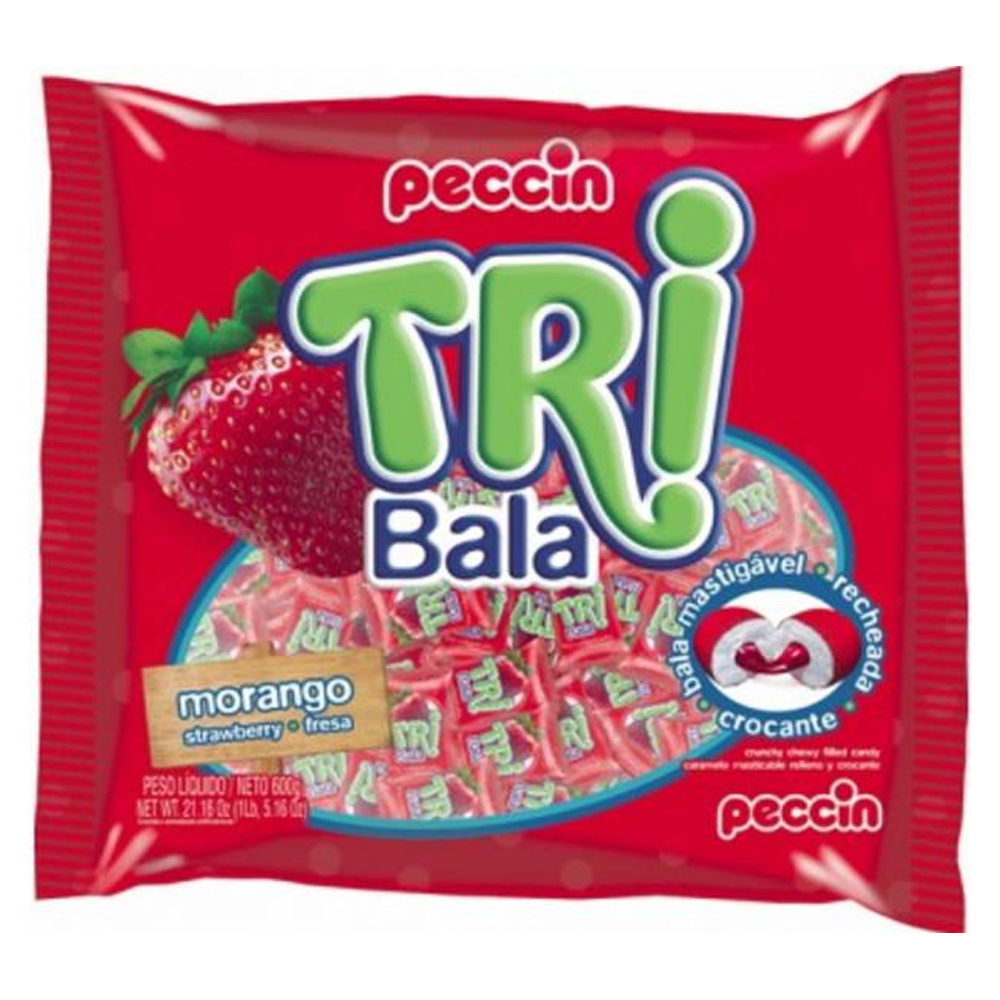 Bala Mastigável Tribala 500gr Morango - Docerrano - Confeitaria e Festa