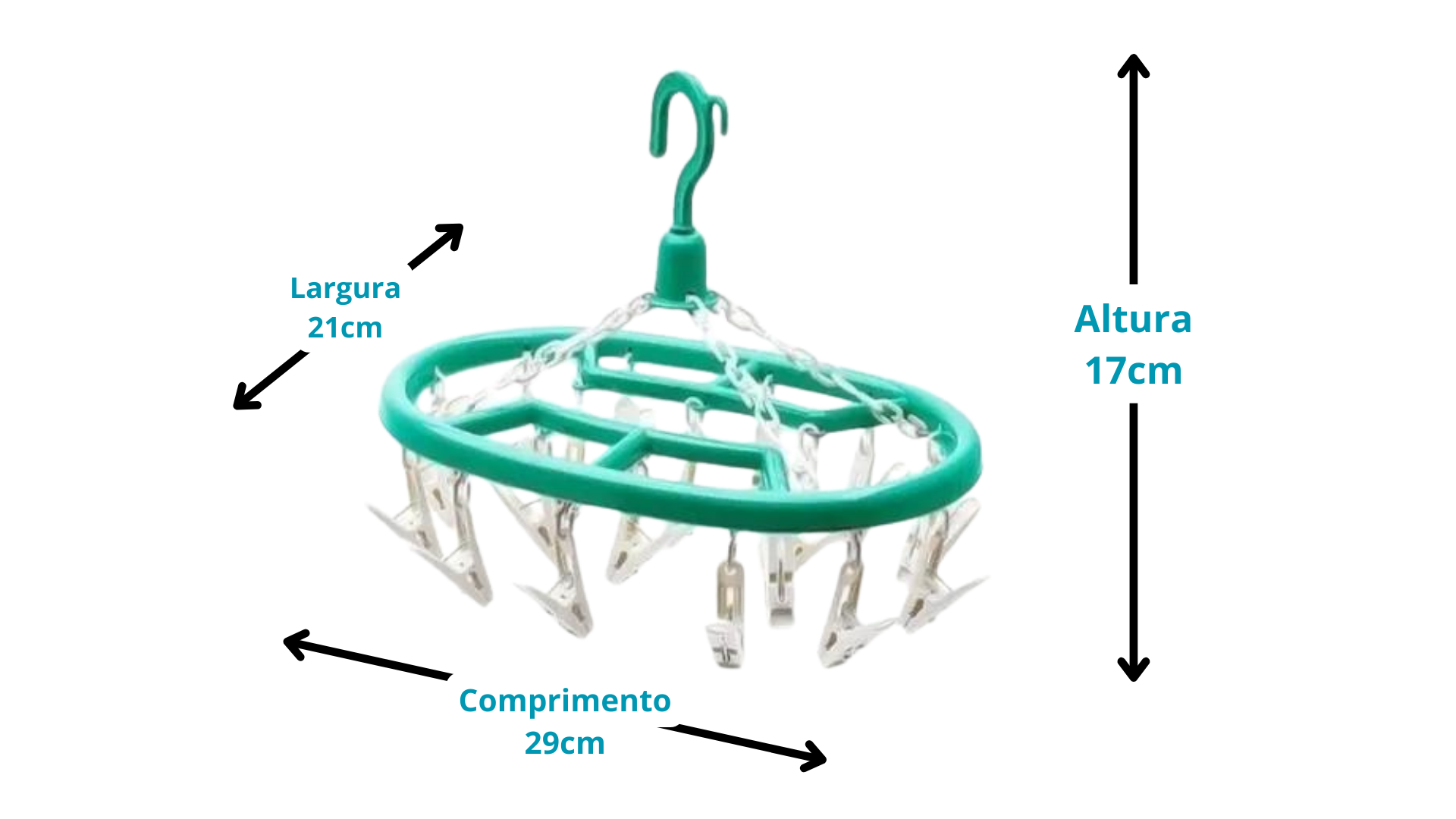 MINI VARAL OVAL COM 18 PRENDEDORES VERDE - Someway