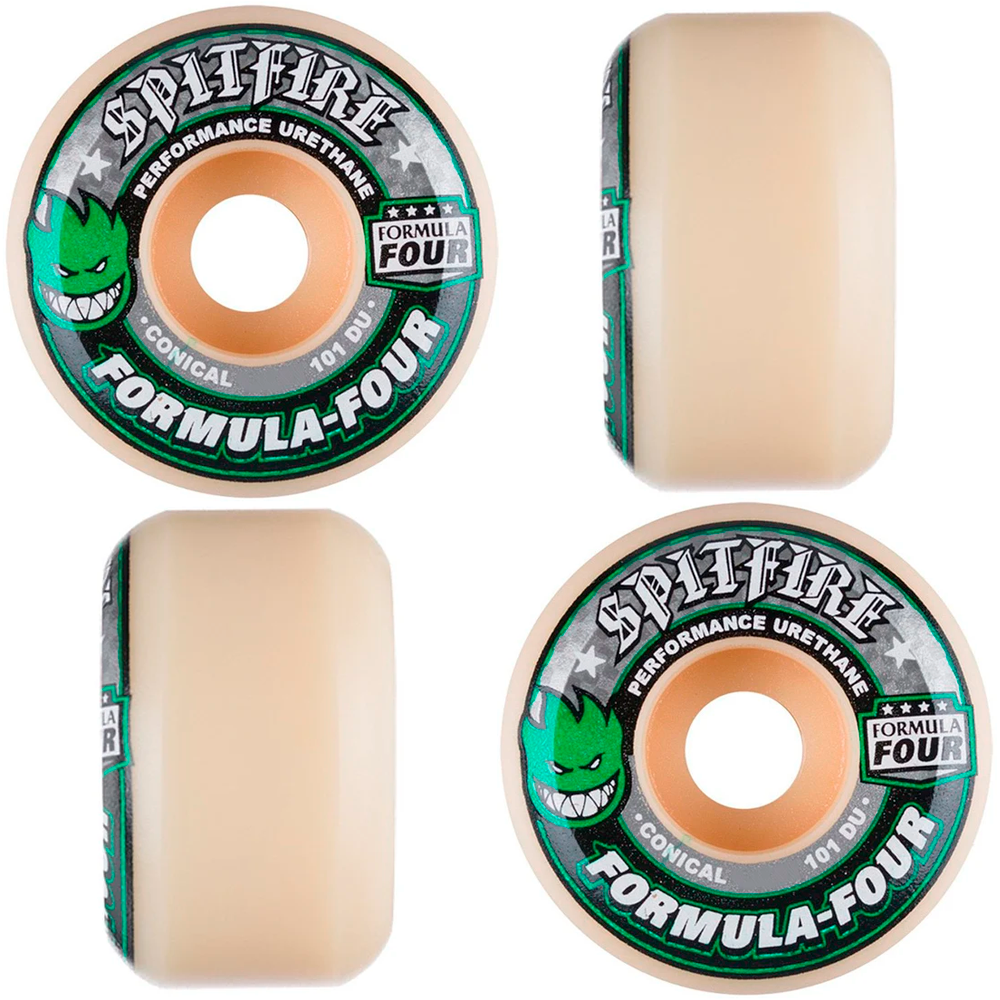 Rodas Spitfire 54mm F4 Conical Green Print 101DU - Virtual Skate Shop ...