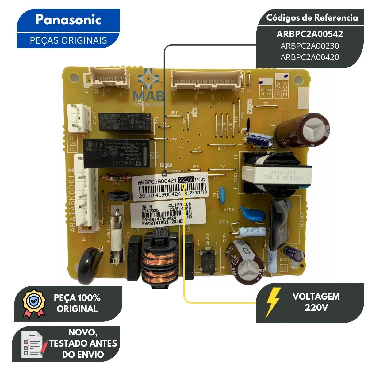 Placa Principal Refrigerador Panasonic NR-BT47 220V - MAB Refrigeração ...