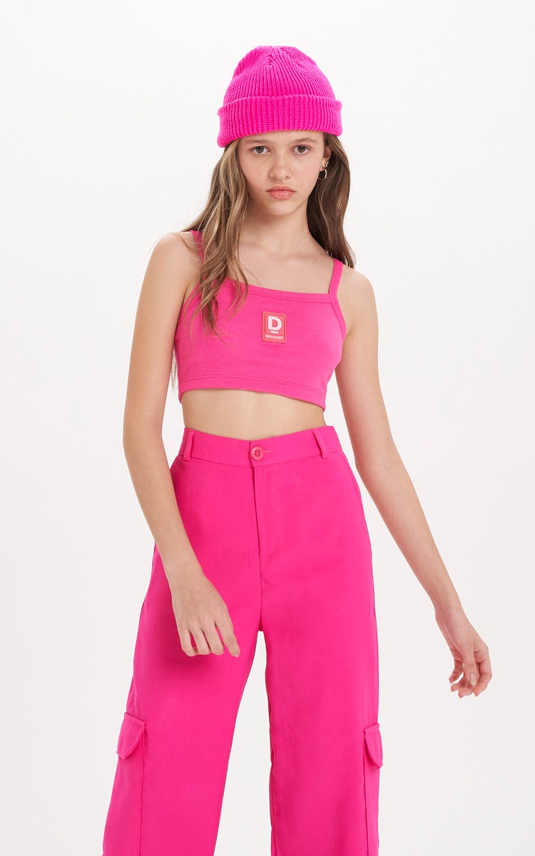 Calça Wide Leg Cargo Rosa Tulipa Dimy Candy | Inverno 2023 - Maria ...