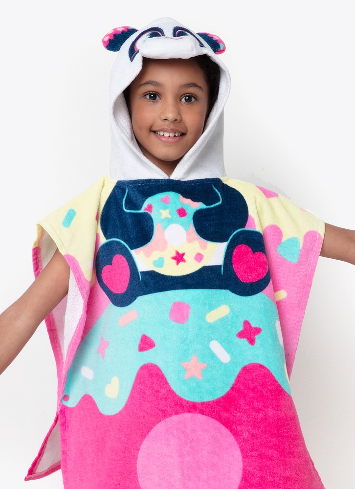 Toalha Poncho Puket - Panda Donuts Rosa | Verão 2024 - Maria Pirulita ...
