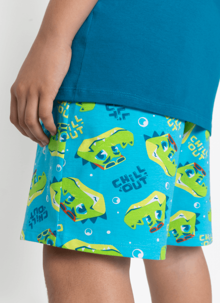 SHORT DOLL KIDS ECO JACARE AZUL PUKET - Maria Pirulita Moda Infantil