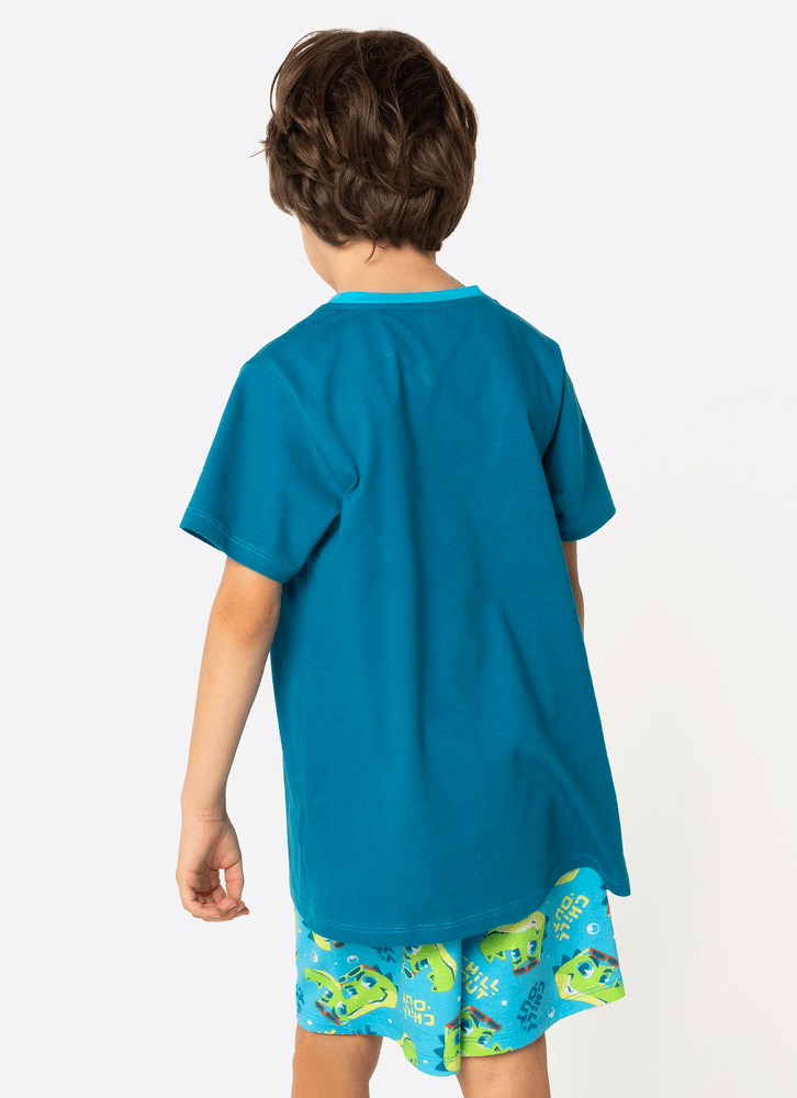 SHORT DOLL KIDS ECO JACARE AZUL PUKET - Maria Pirulita Moda Infantil