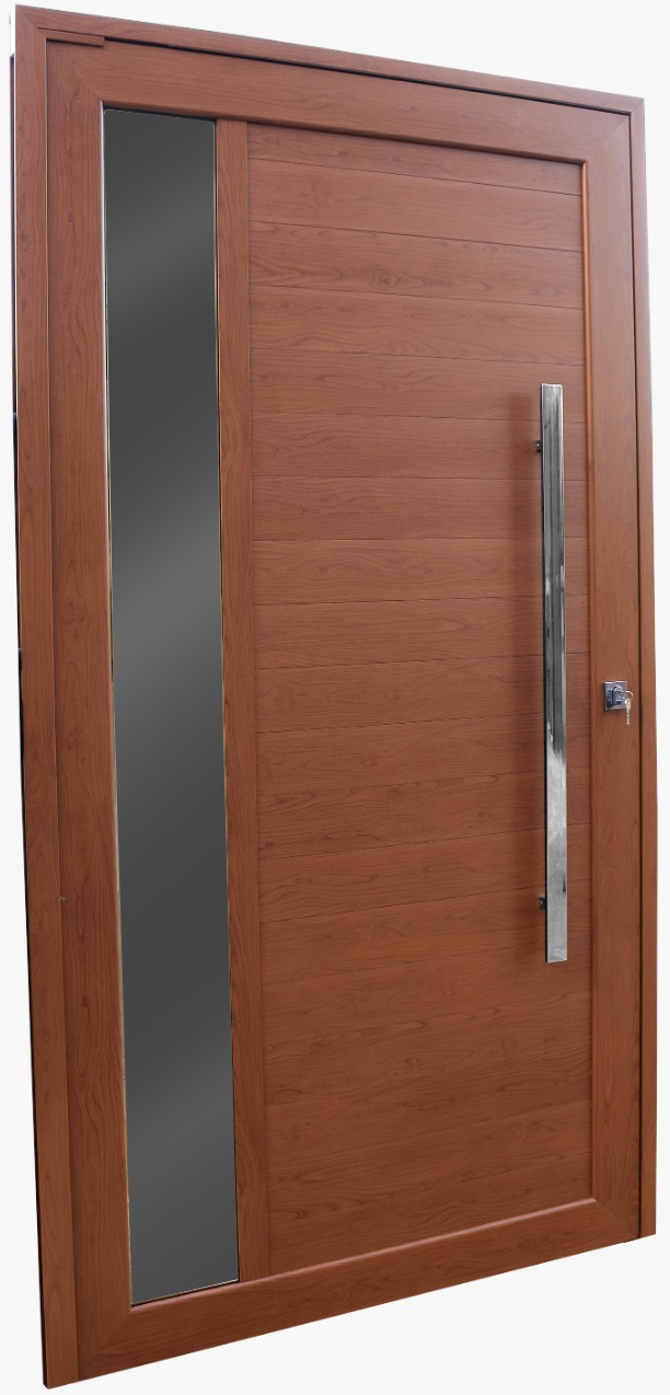 Porta Pivotante Alumínio Amadeirado Vidro Fume Brasil Esquadrias - So ...