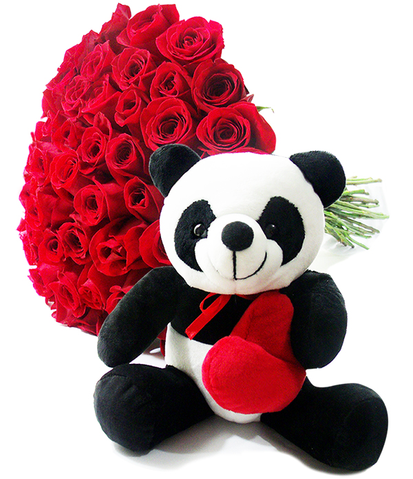 50 Razões Para Te Amar & Pelúcia Panda - Fênix Floricultura - Flores ...