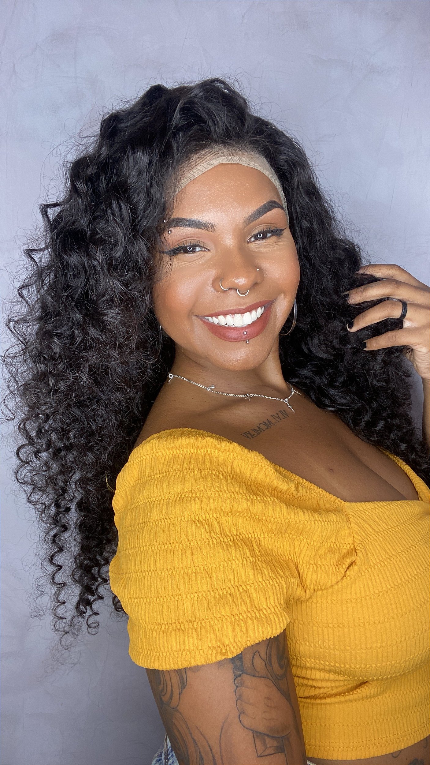 Peruca Lace Front Cabelo Humano cacheado Aurora - Cia dos Cabelos - Tudo para seus Cabelos ...