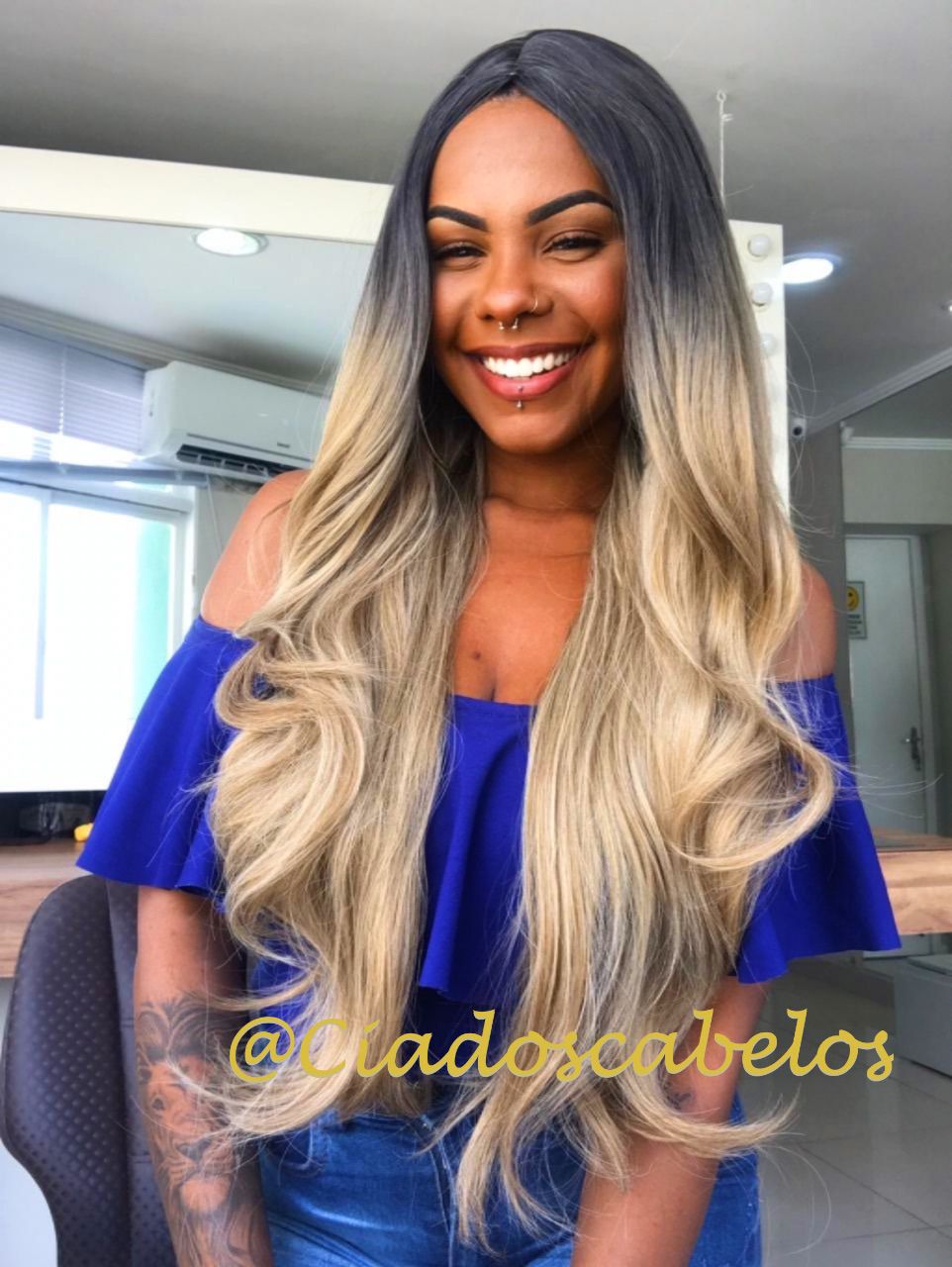 Peruca fibra futura loiro ombré Betina - Cia dos Cabelos - Tudo para ...