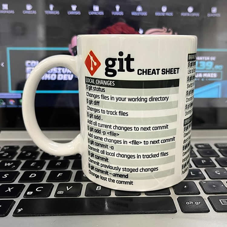 Caneca Dev Git Commands Cheat Sheet Caneca Do Dev Canecas E Produtos De Programação