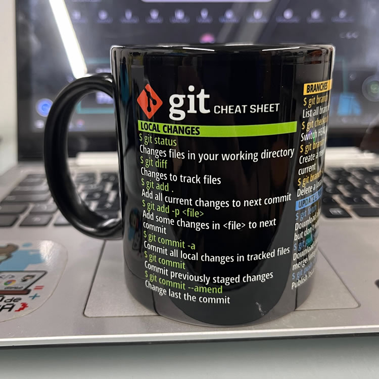 Caneca Git Commands Cheat Sheet Preta Caneca Do Dev Canecas E