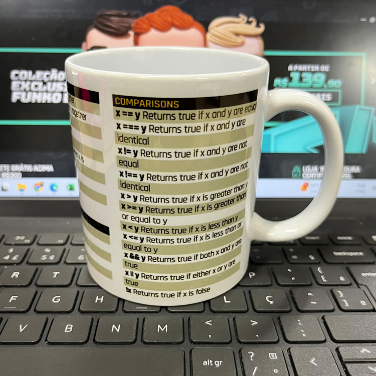 Caneca Javascript Commands Cheat Sheet Branca Caneca Do Dev Canecas