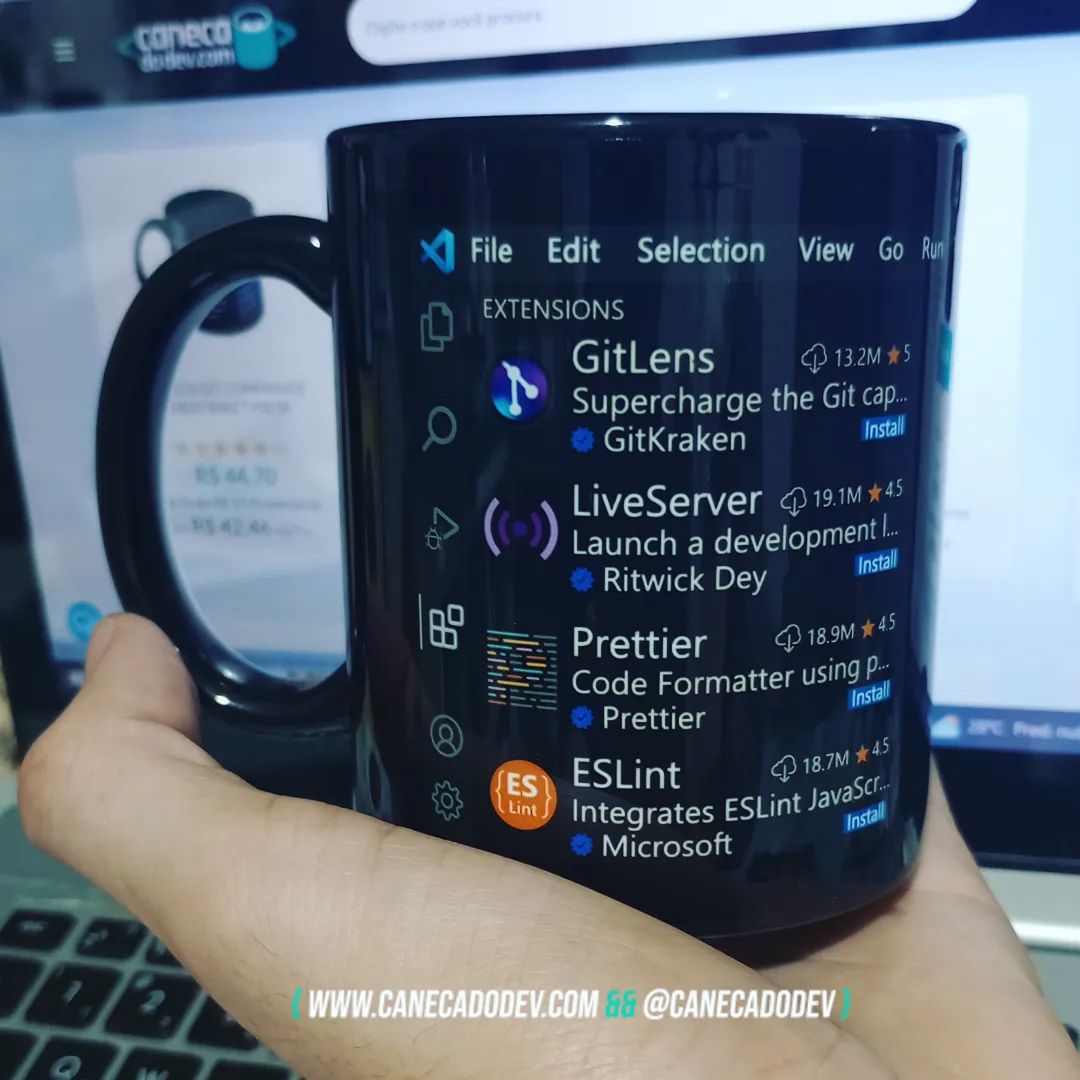 Caneca Interface Visual Studio Code Preta - Caneca do Dev - Canecas e ...