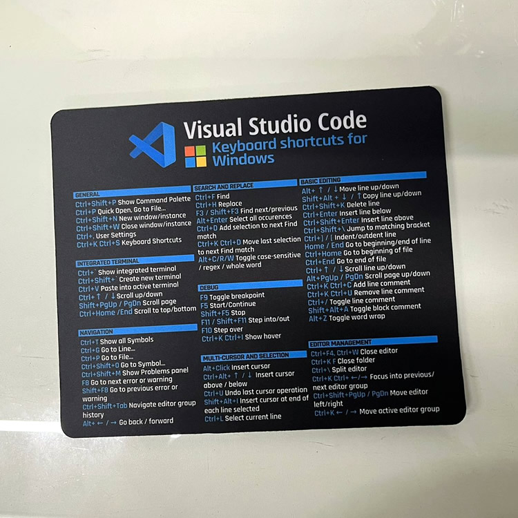 Mouse Pad VS Code Windows Keyboard Shortcuts - Caneca do Dev - Canecas ...
