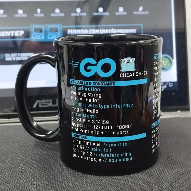 Caneca Go Lang Commands Cheat Sheet Preta Caneca Do Dev Canecas E 8634