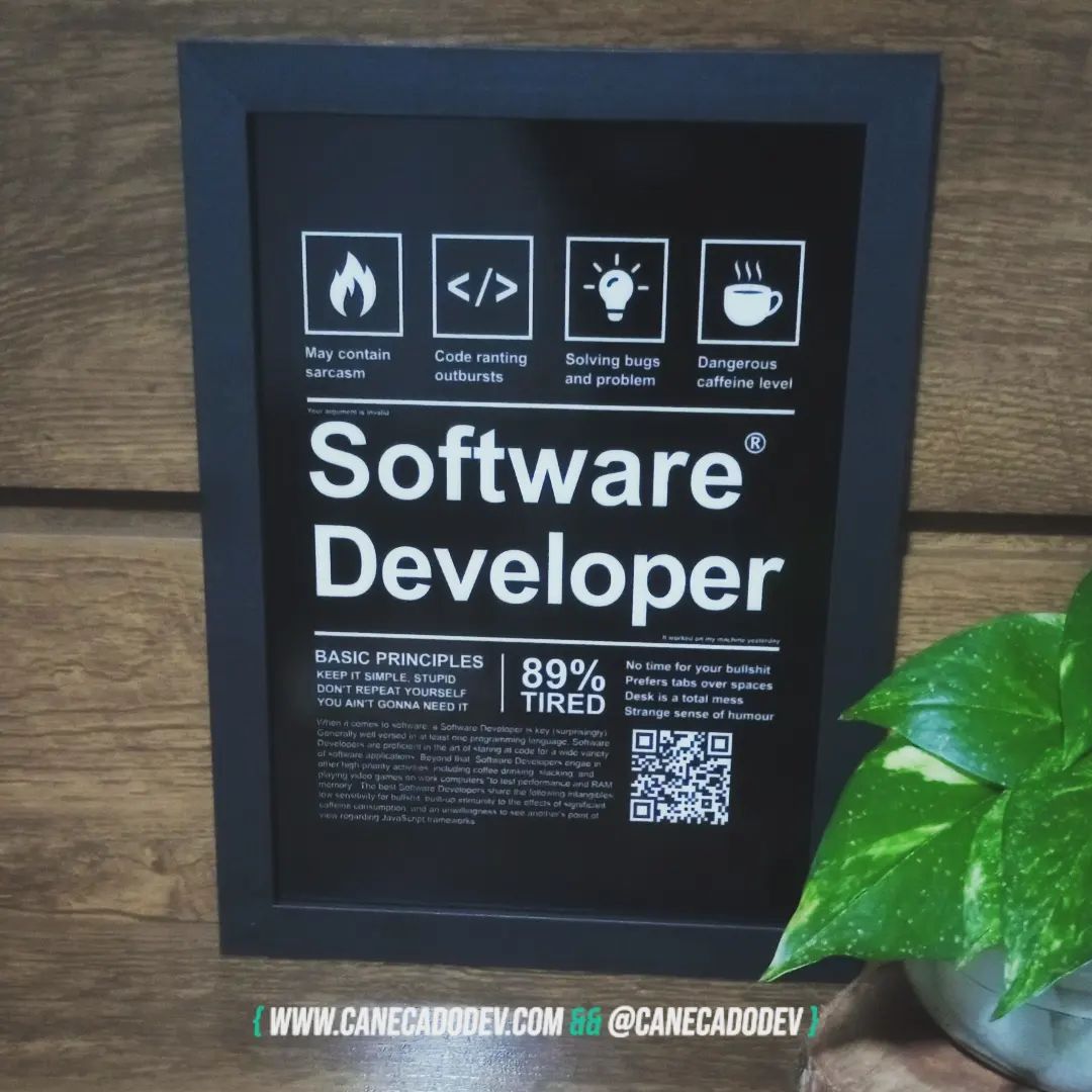 Quadro Software Developer A4 - Caneca do Dev - Canecas e produtos de ...