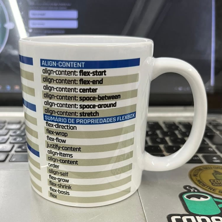 Caneca Flexbox Cheat Sheet branca - Caneca do Dev - Canecas e produtos ...