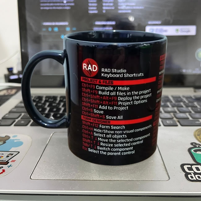 Caneca RAD Studio Keyboard Shortcuts preta - Caneca do Dev - Canecas e ...