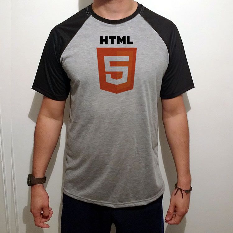 Camisa Raglan HTML5 - Caneca do Dev - Canecas e produtos de programação