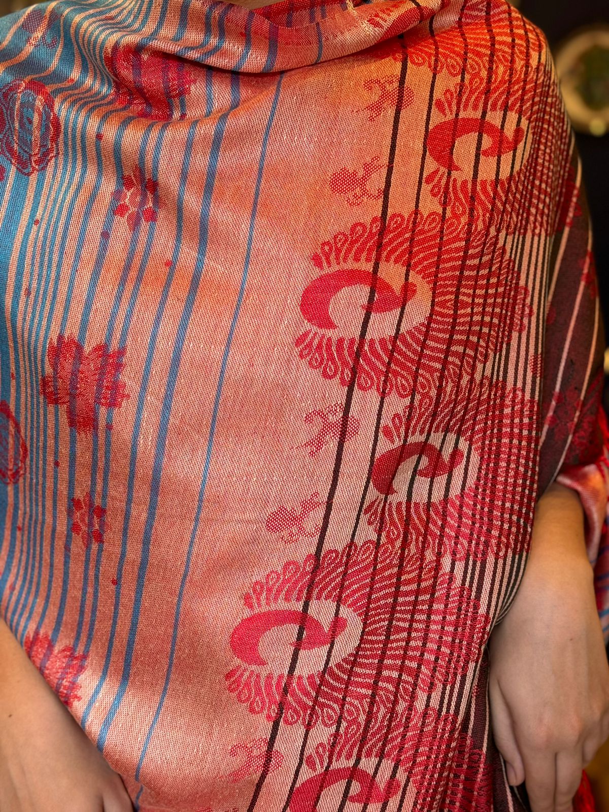 Pashmina de Viscose - Azul, Laranja - Marrocos For You | Decoração e ...