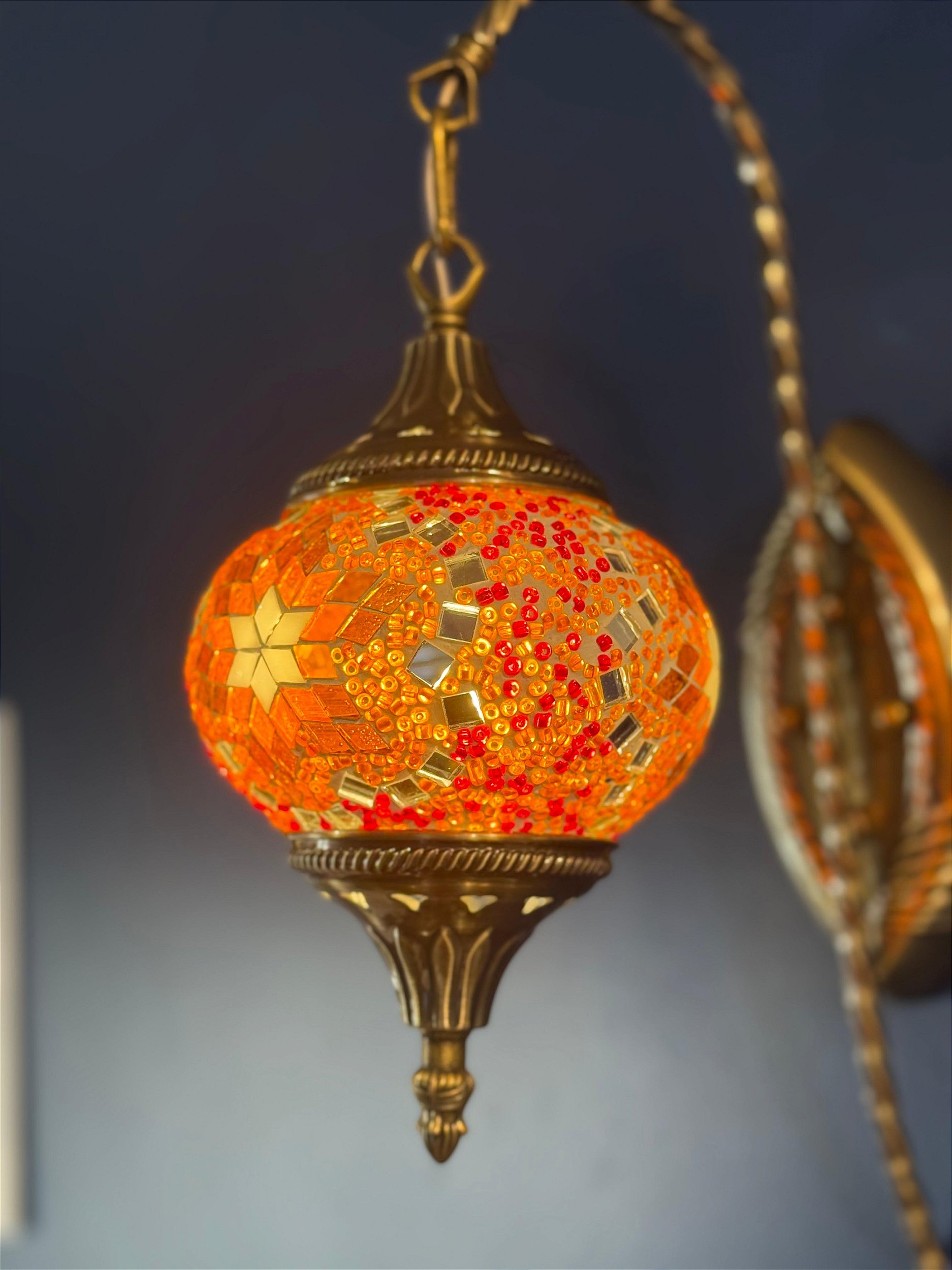 Arandela Turca - Bivolt - Médio - Laranja e Vermelha - Marrocos For You ...