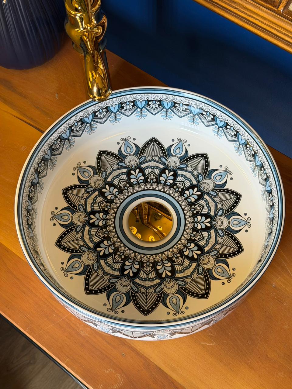 Cuba Sobrepor - Mandala - Branco e Azul - Marrocos For You | Decoração ...