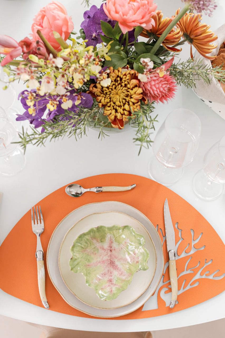 Jogo americano coral - Zanquê - Leather Home Decor