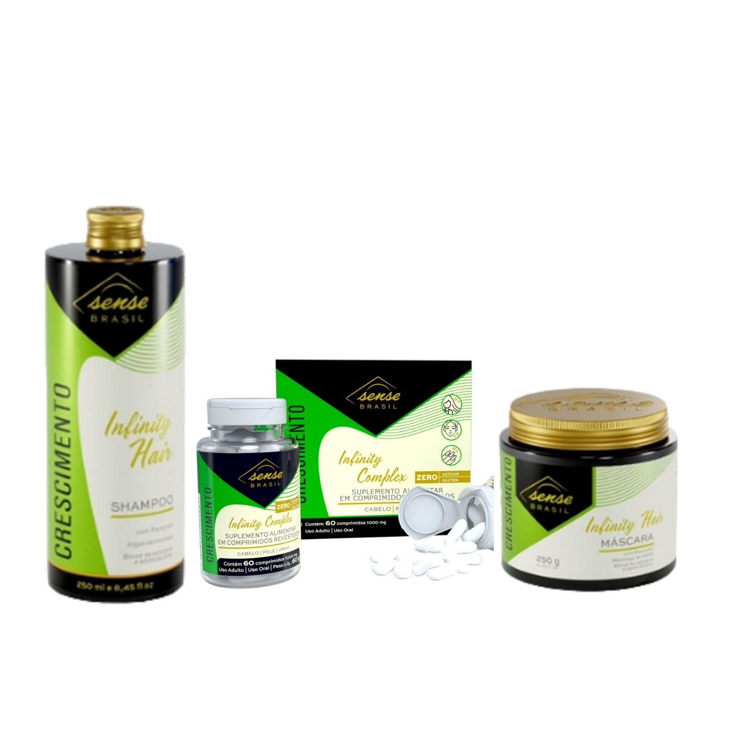 Sense Brasil Infinity Hair Kit (Shampoo e Máscara 250ml + Suplemento ...
